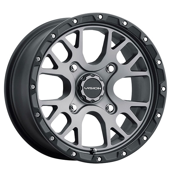 Vision Rocker Wheel Rim 14x7 4-156 4.4+2.6 Black With Gunmetal Spoke ...