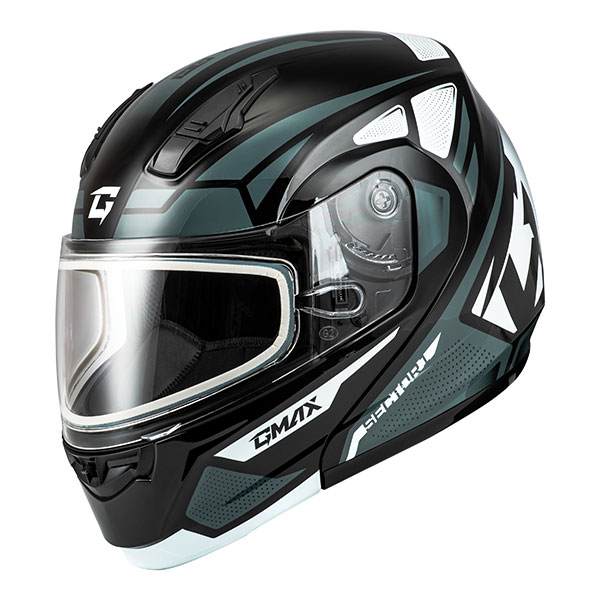 GMAX MD04 SECTOR MODULAR HELMET XL SILVER DOUBLE LENS - 490-4757D