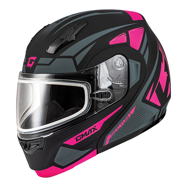 GMAX MD04 SECTOR MODULAR SNOW HELMET LARGE PINK DOUBLE LENS - 490-4766D