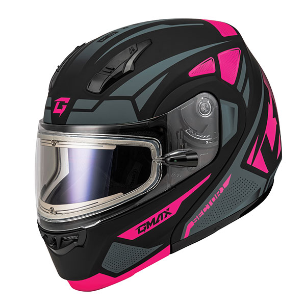 GMAX MD04 SECTOR MODULAR SNOW HELMET LARGE PINK ELECTRIC LENS - 490-4766E