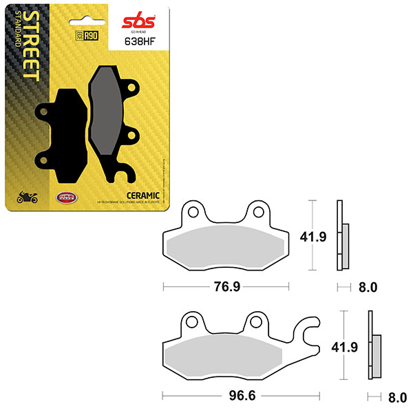 SBS ATV/UTV CERAMIC BRAKE PAD - 638HF